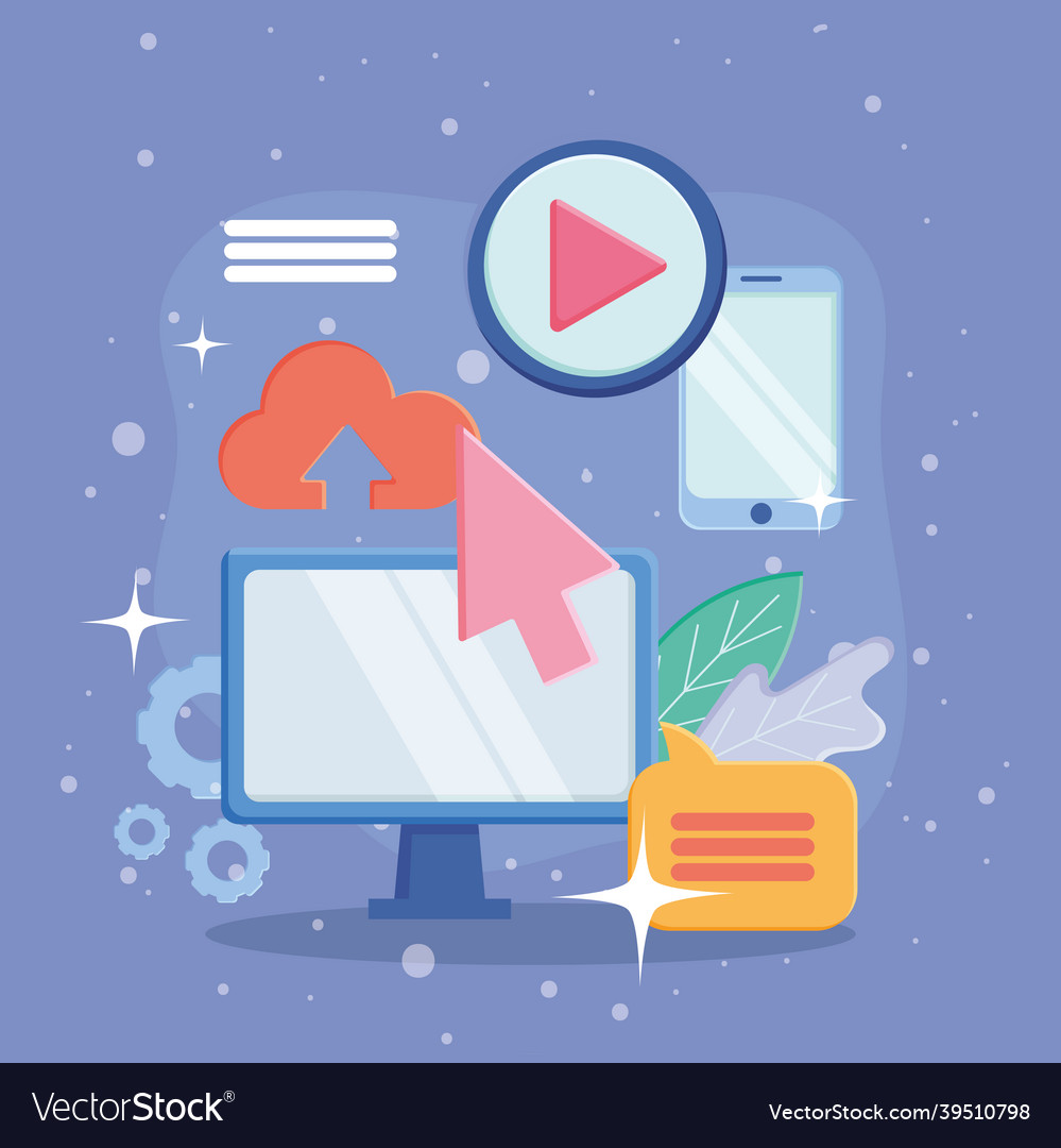 Computer with cursor Royalty Free Vector Image