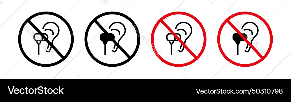 Do not use earphone icon set forbidden headphone Vector Image