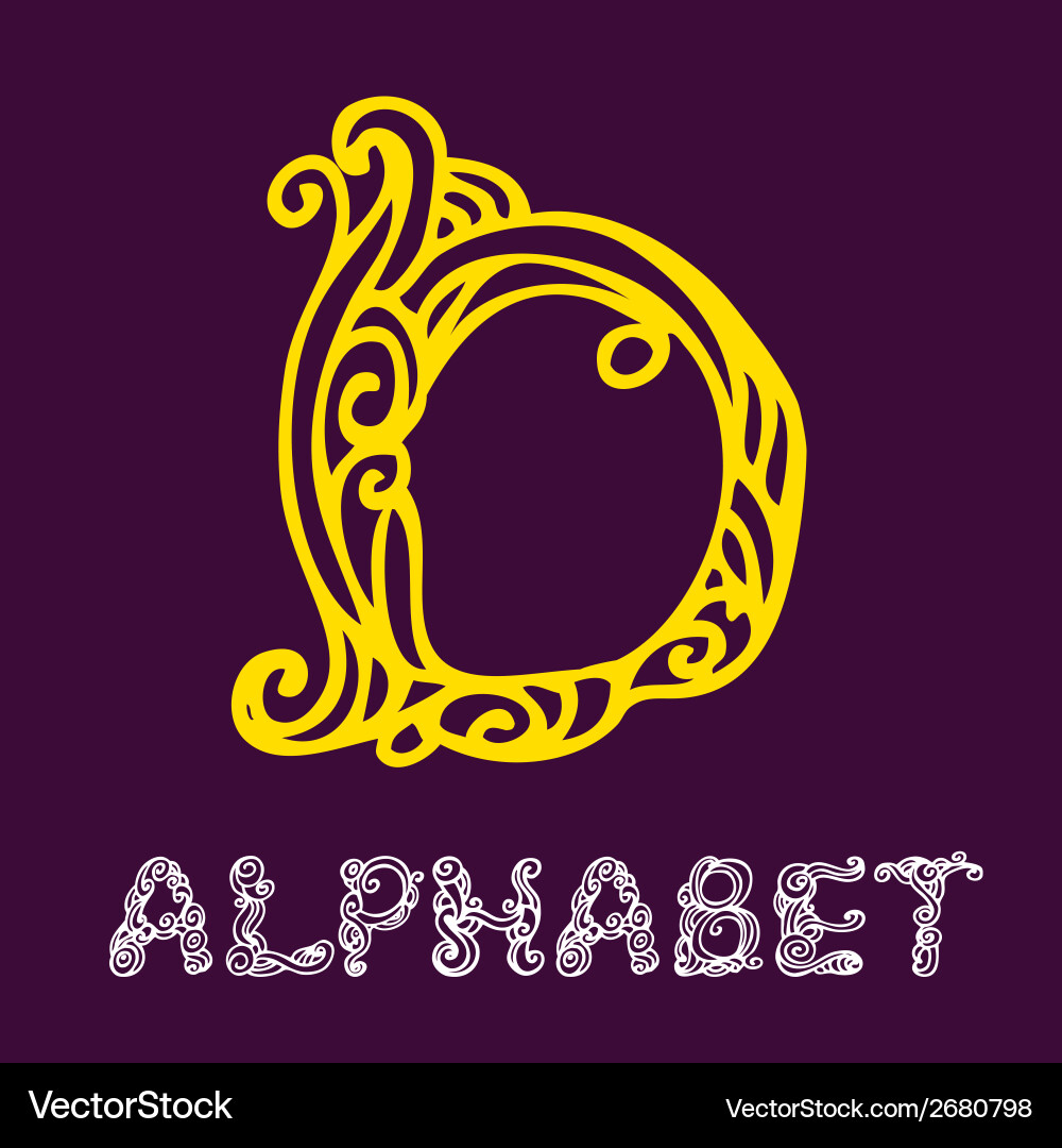 Doodle hand drawn sketch alphabet letter d Vector Image