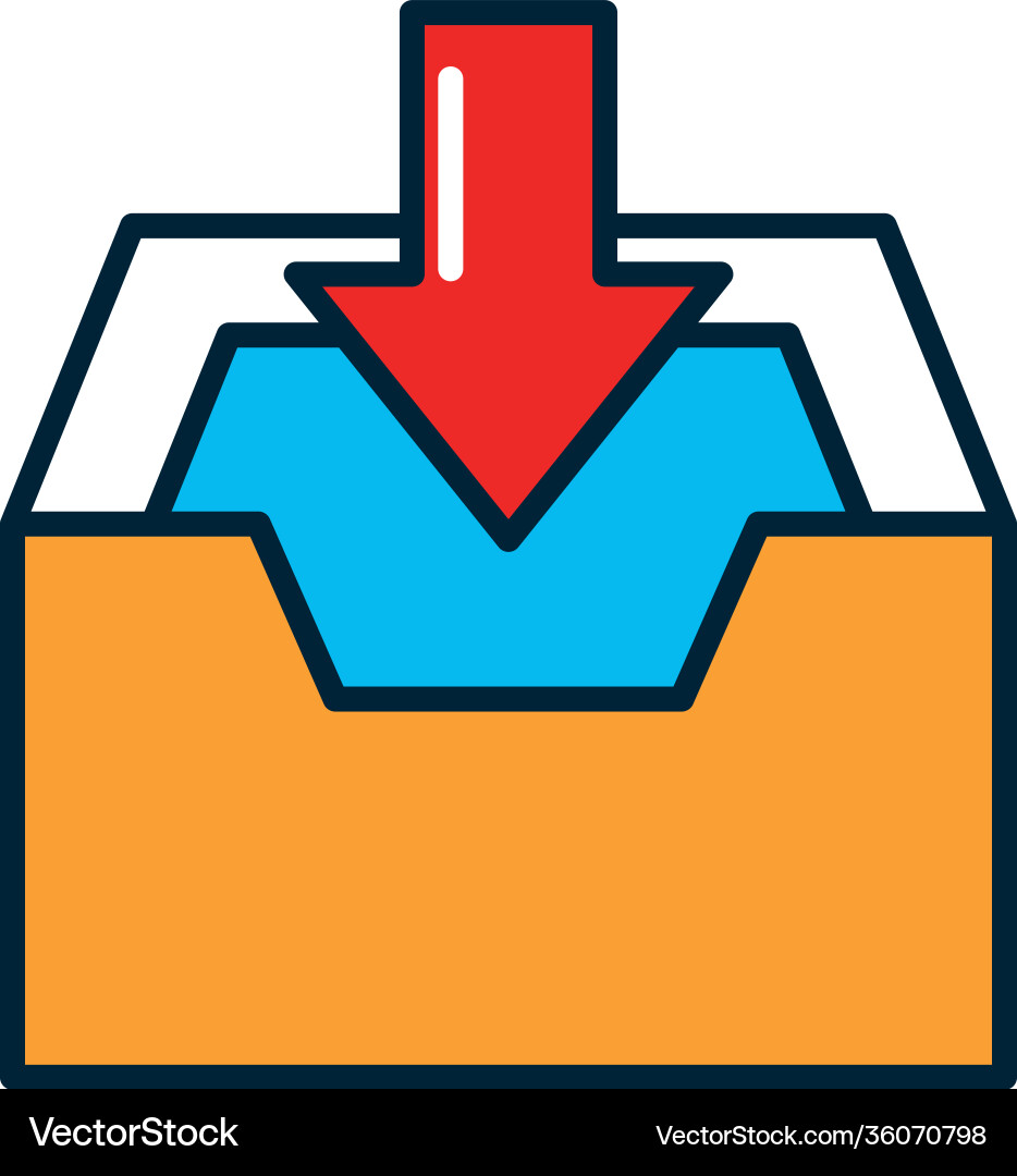Download arrow inbox icon line and fill style Vector Image
