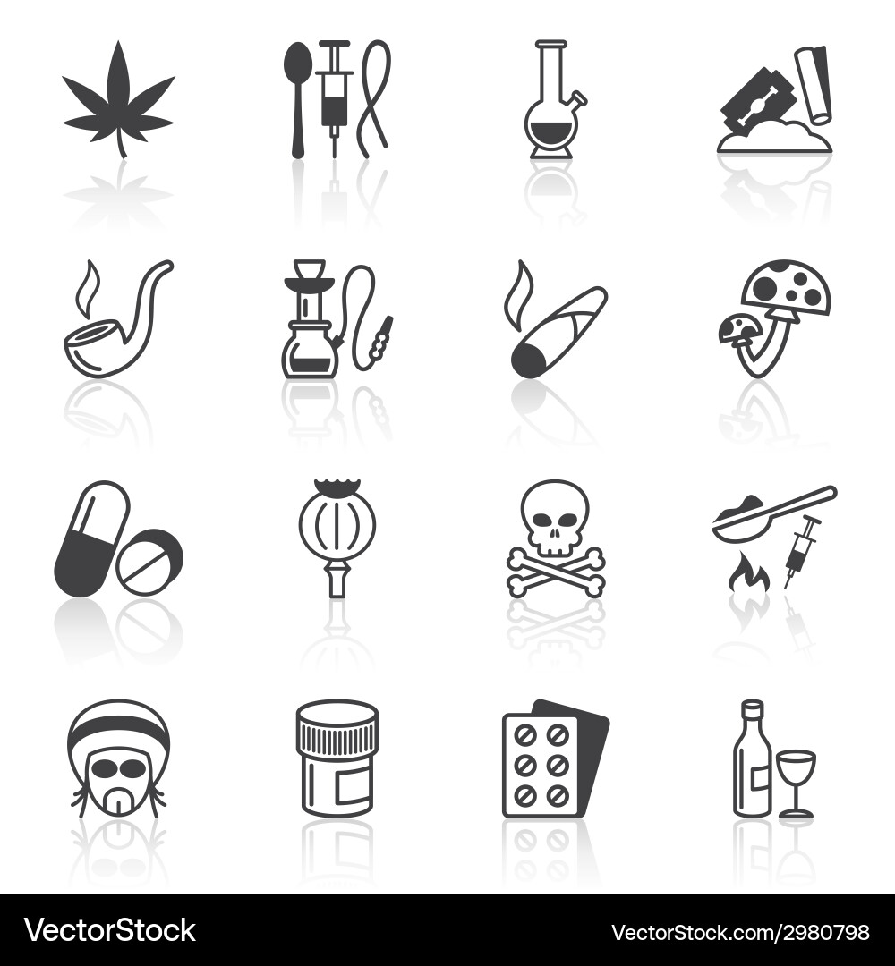Drugs icons black Royalty Free Vector Image - VectorStock