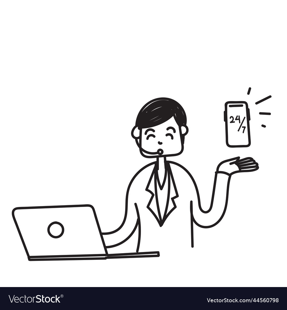 Hand drawn doodle customer service agent Vector Image Hand drawn doodle customer service agent Vector Image