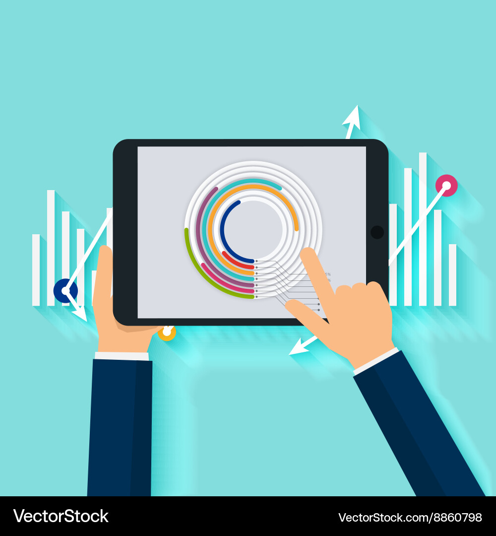 Hand holding a digital tablet with finance Vector Image