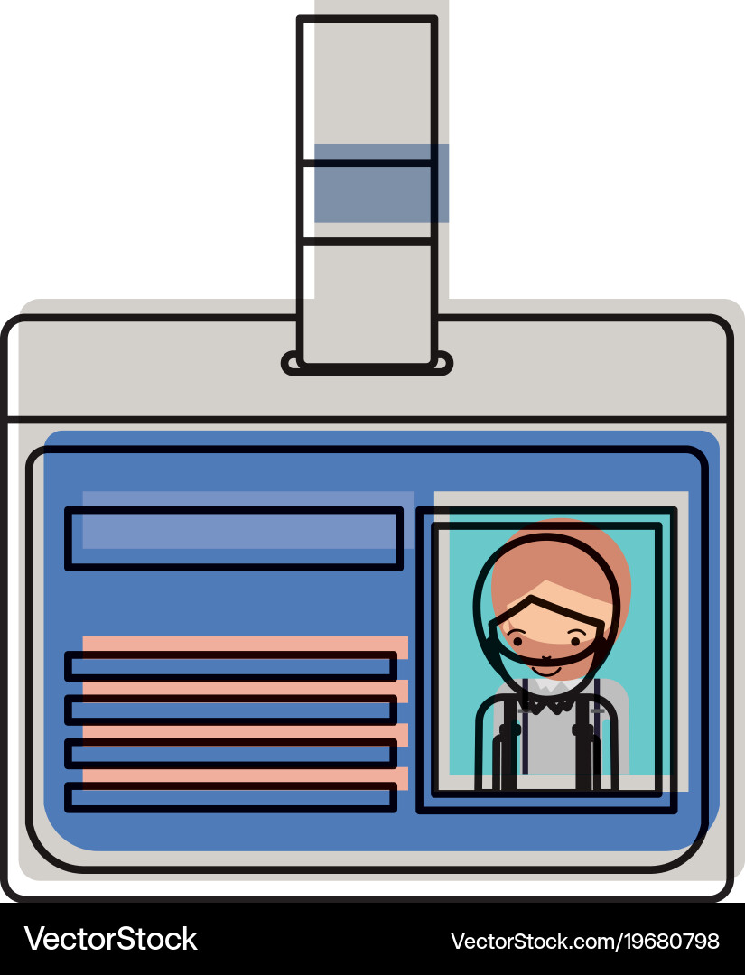 Identification card with half body man picture Vector Image