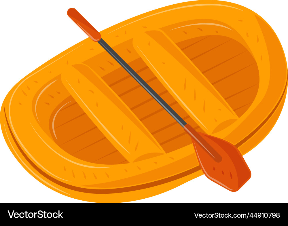Inflatable raft with paddle Royalty Free Vector Image