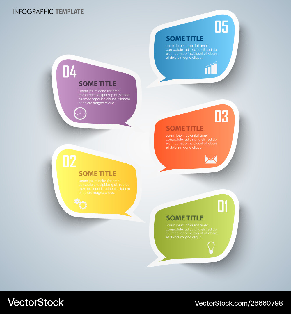 Info graphic with colorful dialog stickers Vector Image