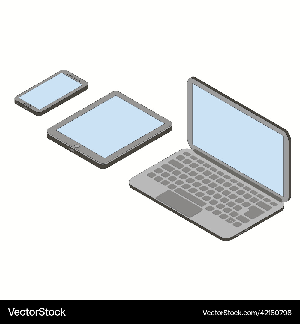 Isometric set of laptop tablet pc Royalty Free Vector Image