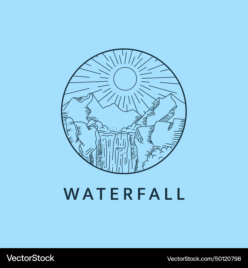Minimalist waterfall logo line art template Vector Image