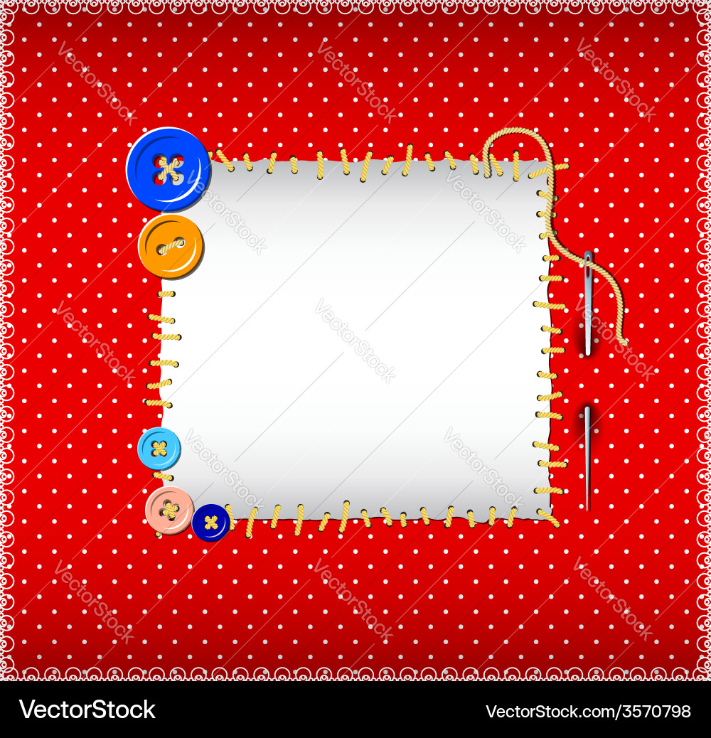 Polka dot pattern with stitched buttons Royalty Free Vector