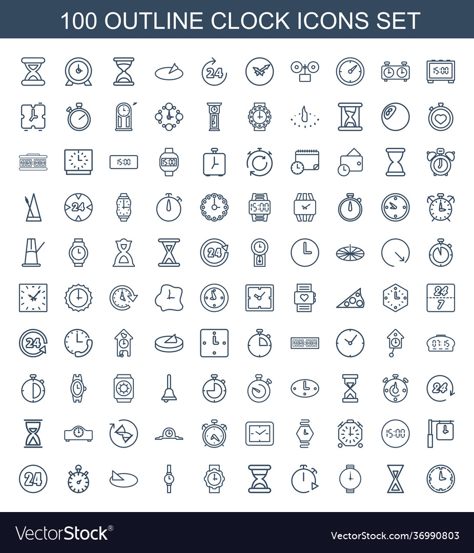 100 clock icons Royalty Free Vector Image - VectorStock