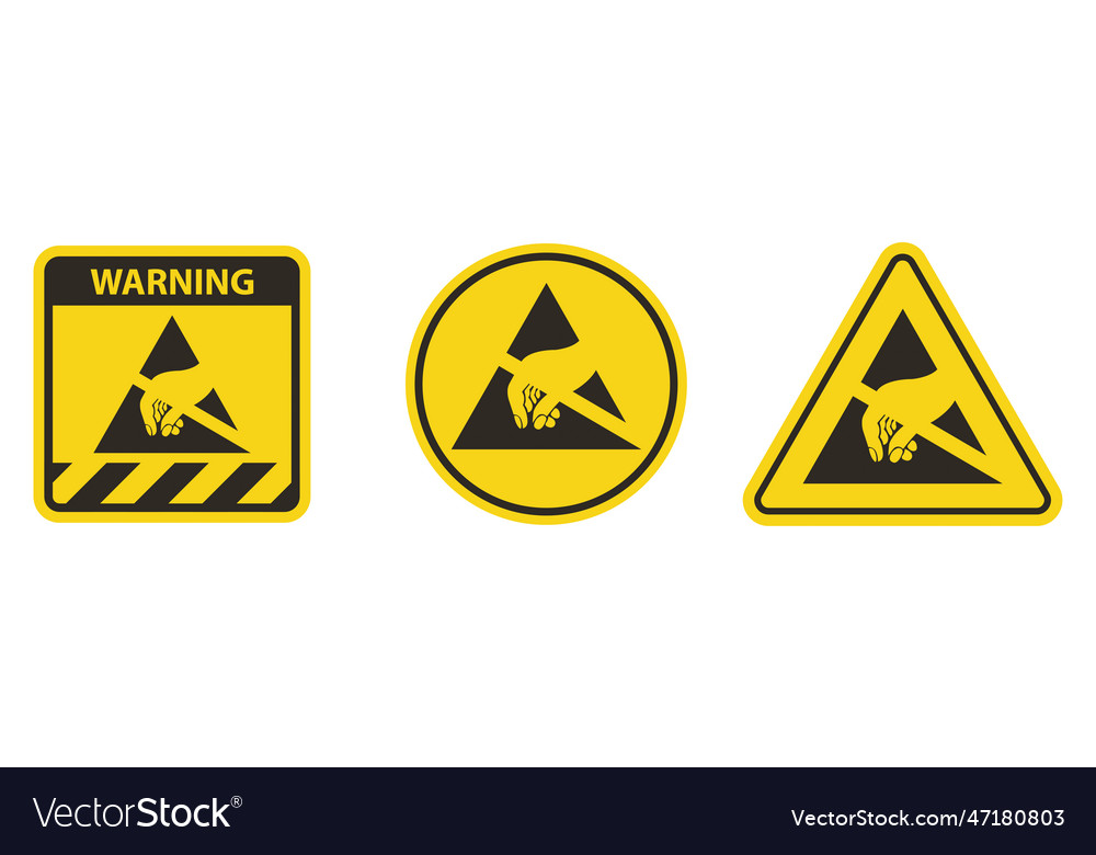 Caution electrostatic sensitive device esd symbol Vector Image