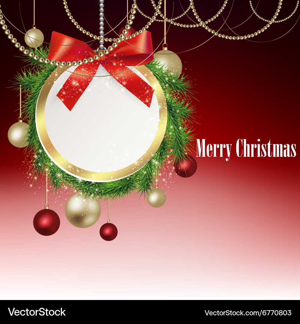 Christmas banner with frame from fir branches Vector Image
