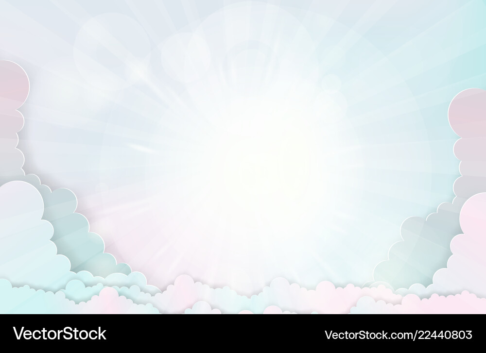 Cloud on sky with flare light origami made paper Vector Image