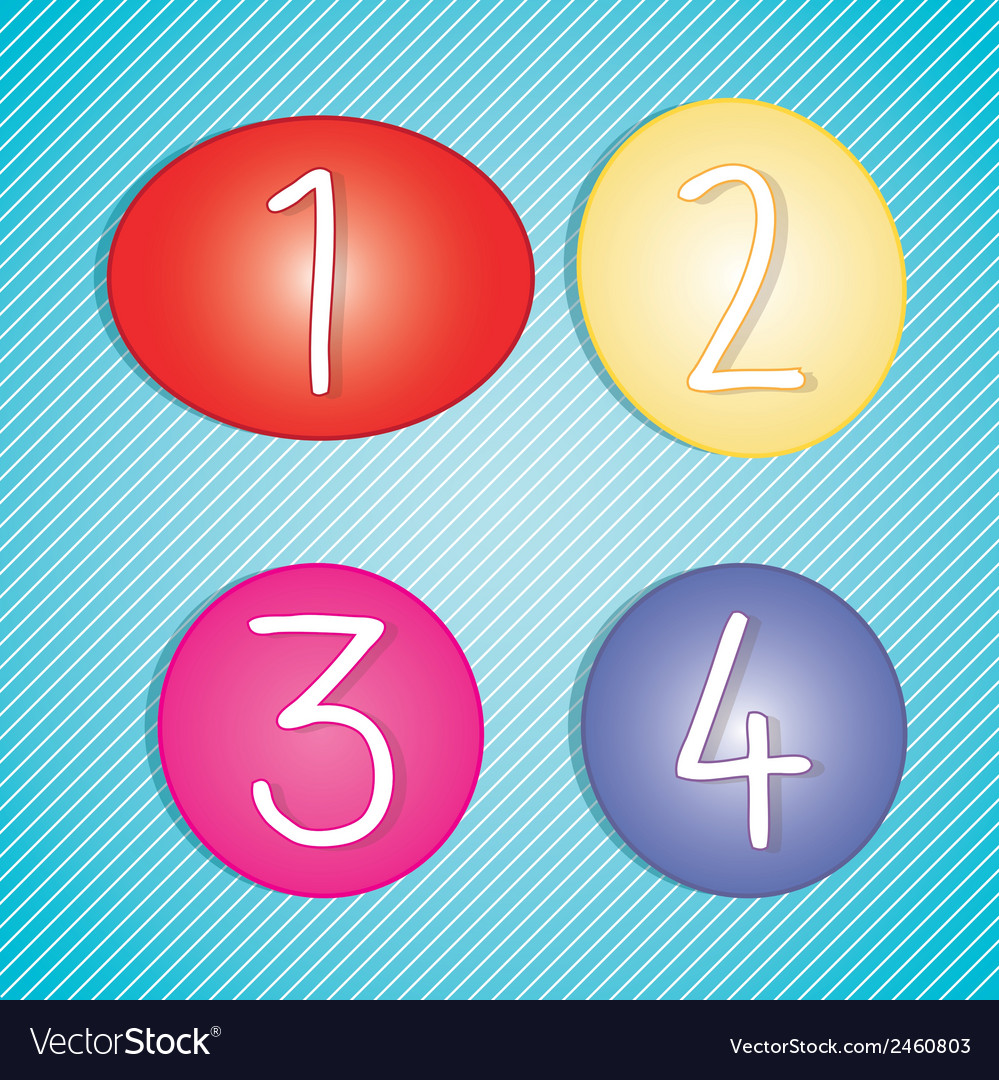 Colorful number icons set on blue background Vector Image
