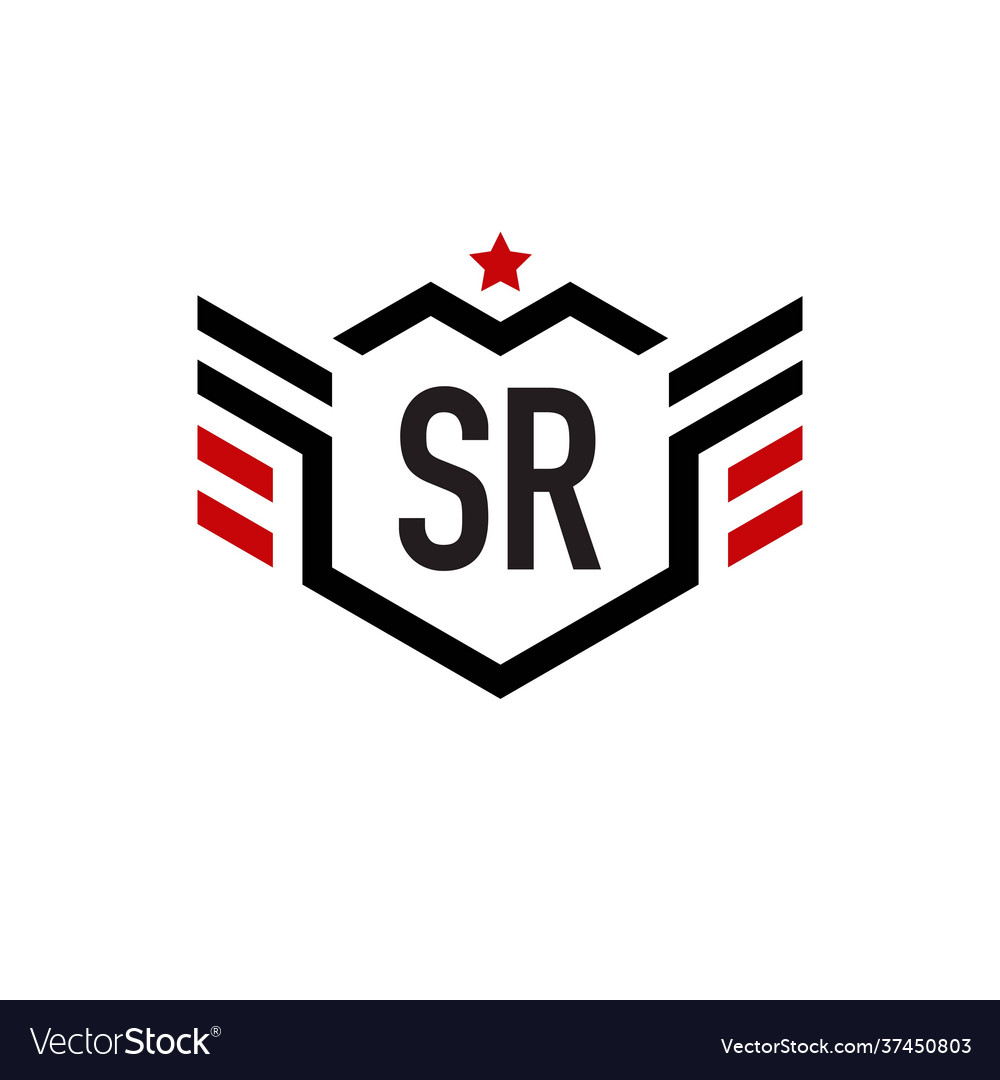 Initial letter sr star wing hexagonal creative Vector Image