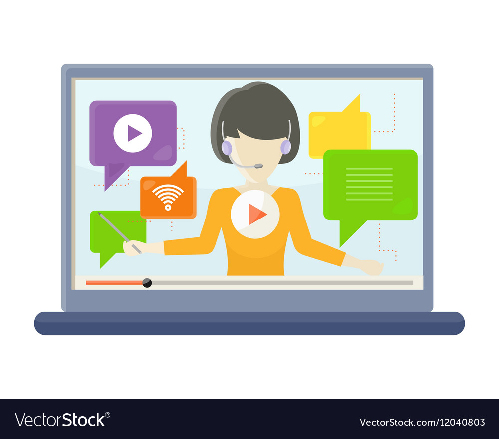 Interactive Learning on Laptop Screen Royalty Free Vector