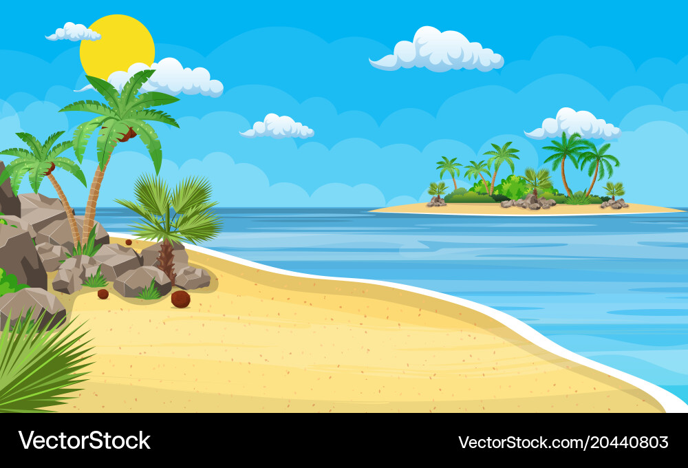 Landscape of palm tree on beach Royalty Free Vector Image