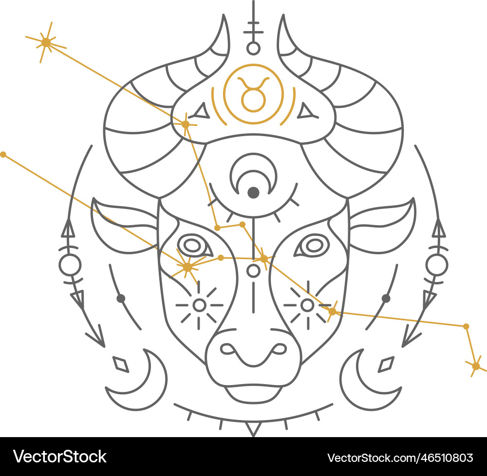 Taurus astrological symbol with zodiac Royalty Free Vector