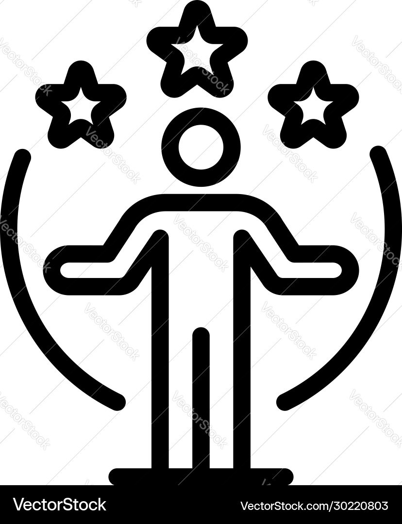 Three stars over a man icon outline style Vector Image