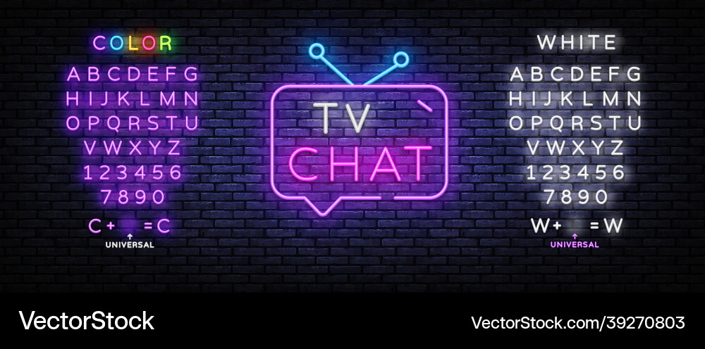 Tv chat neon sign chat robot template neon Vector Image