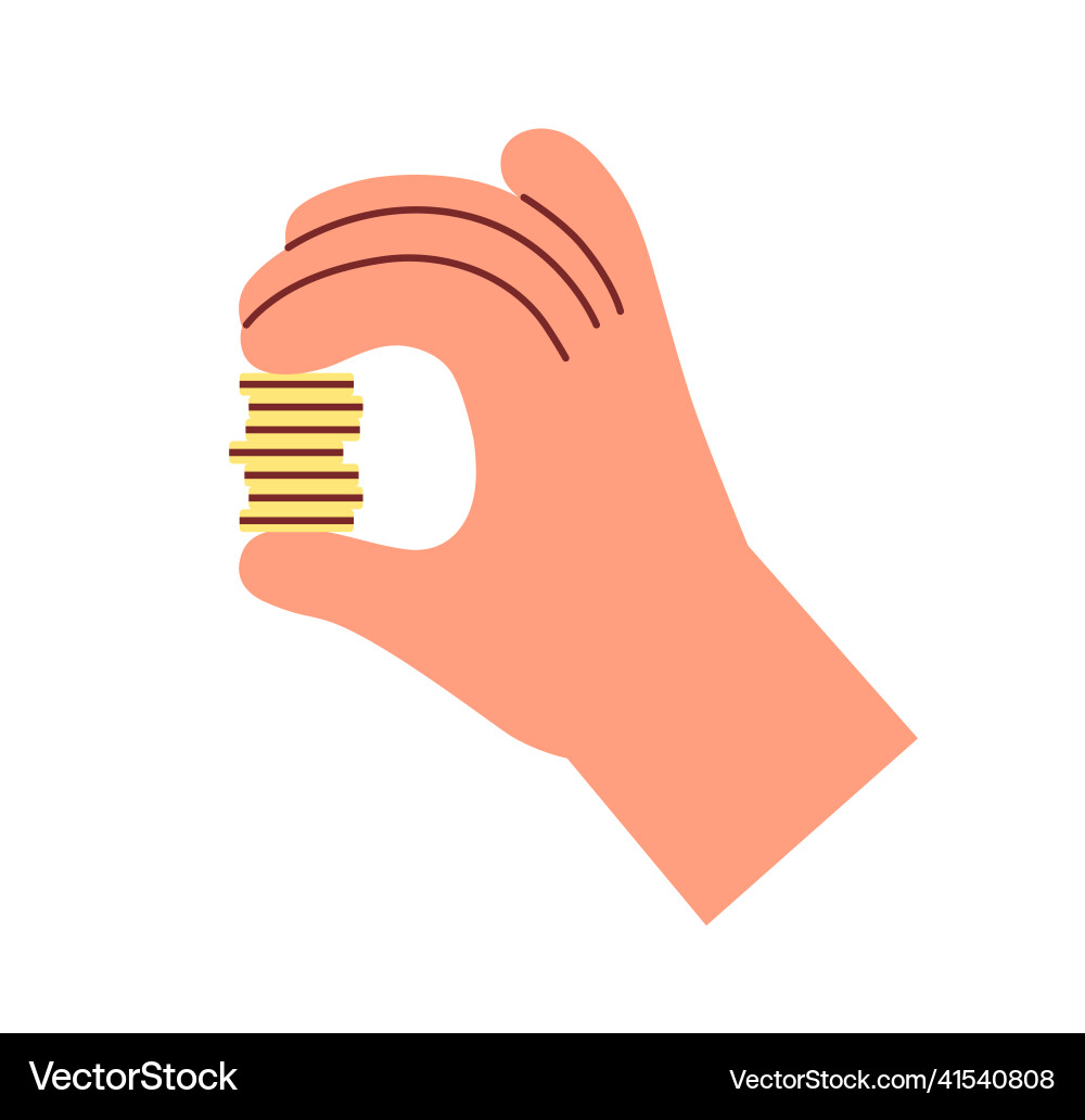 Gold coin stack in hand cash money change Vector Image