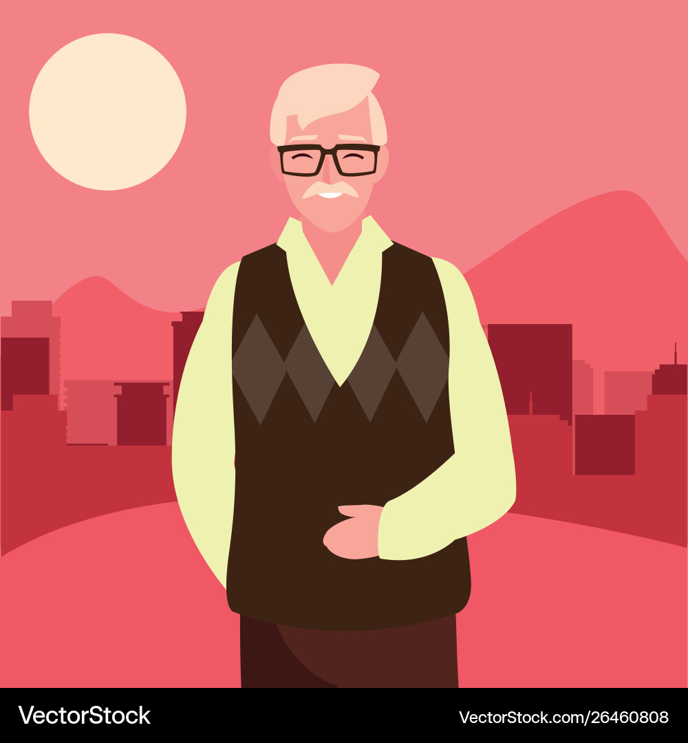 Grandfather character portrait outdoors design Vector Image