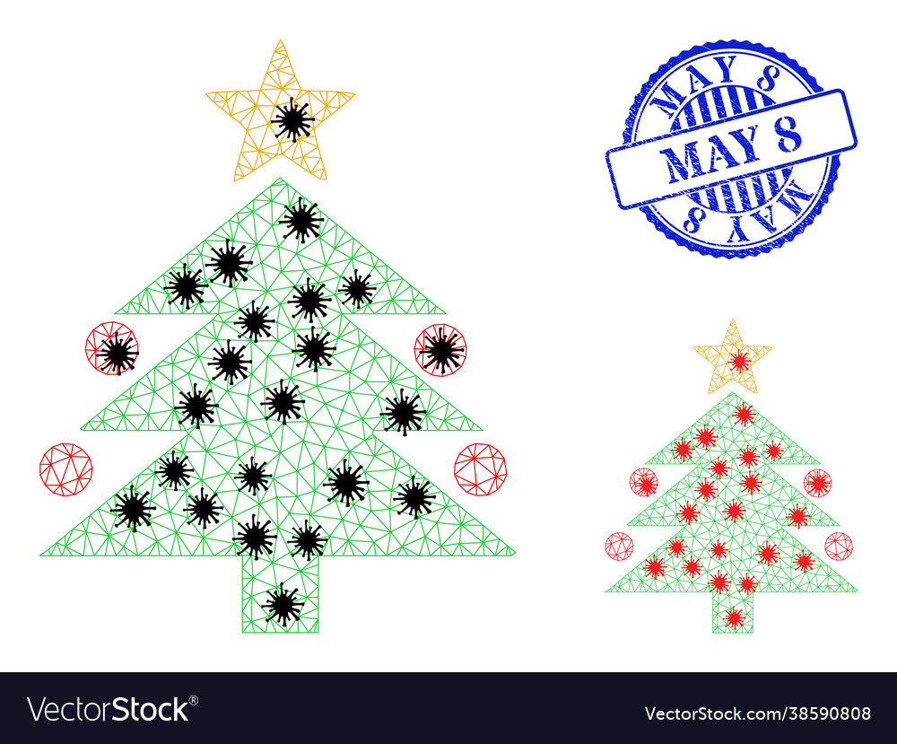 Polygonal mesh christmas tree pictograms Vector Image Polygonal mesh christmas tree pictograms Vector Image