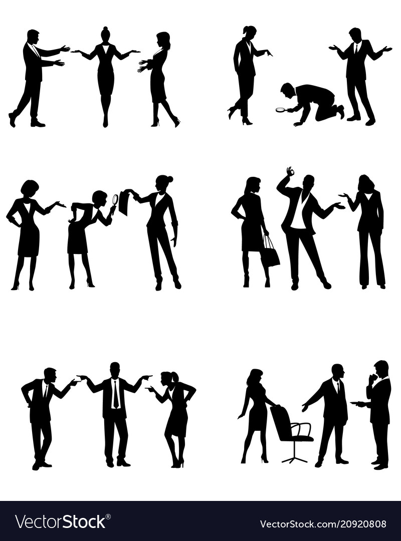 Silhouettes businesspeople in action Royalty Free Vector