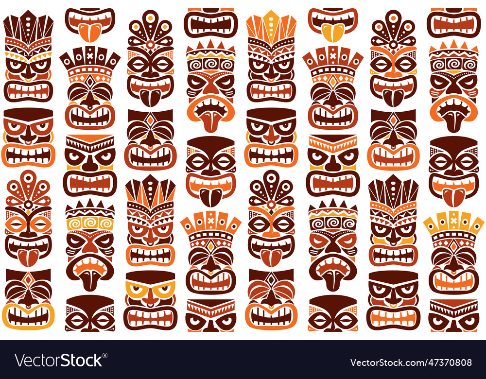 Tiki-totem-seamless-pattern-brown Royalty Free Vector Image Tiki-totem-seamless-pattern-brown Royalty Free Vector Image