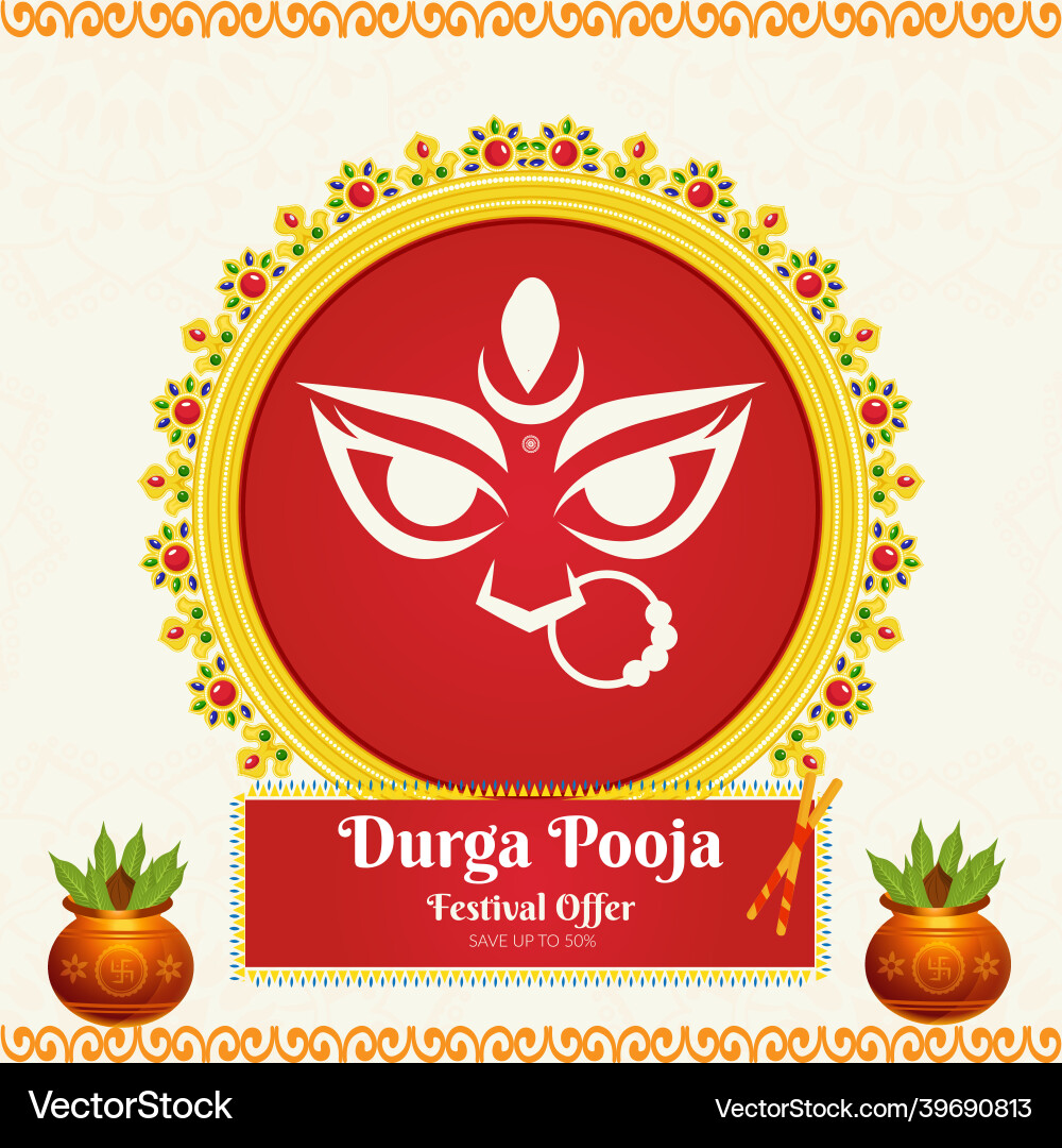Banner design of durga pooja Royalty Free Vector Image