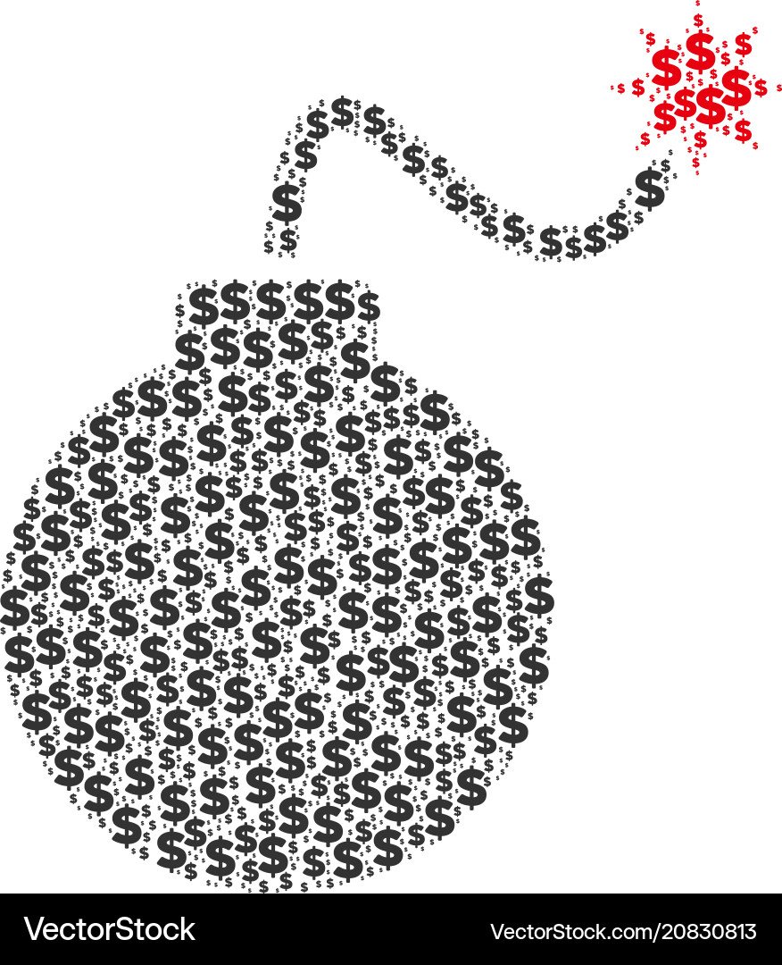 Bomb collage of dollar and dots Royalty Free Vector Image