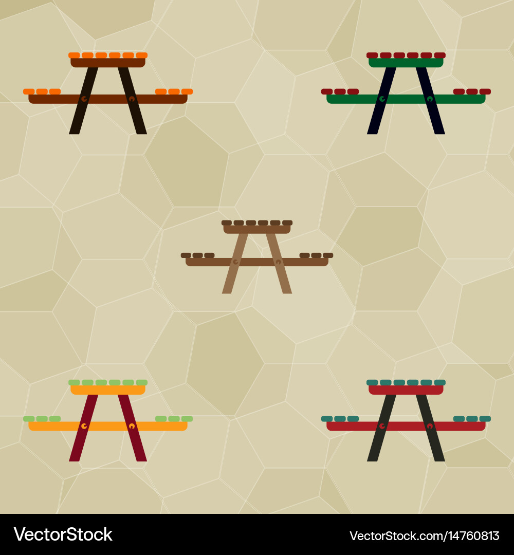 Camping table wooden park bench collection Vector Image