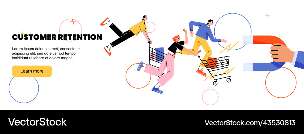 Customer retention banner with people and magnet Vector Image