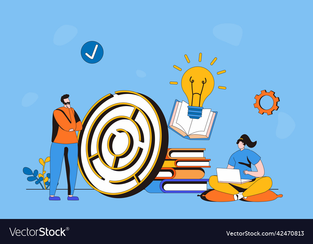 Finding solution web concept in flat 2d design Vector Image