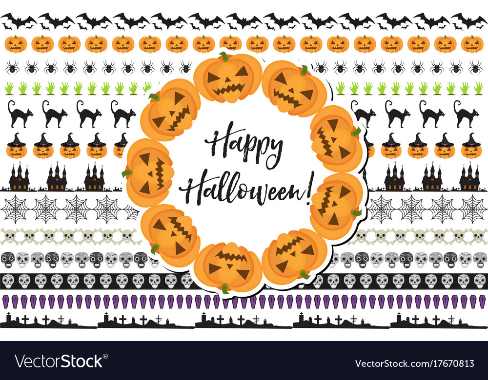 Halloween of holiday borders decorations Vector Image