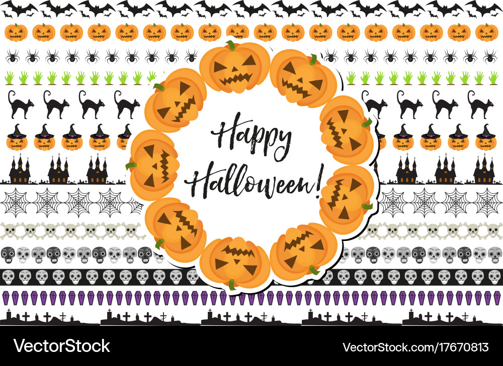 Halloween set of holiday borders decorations Vector Image