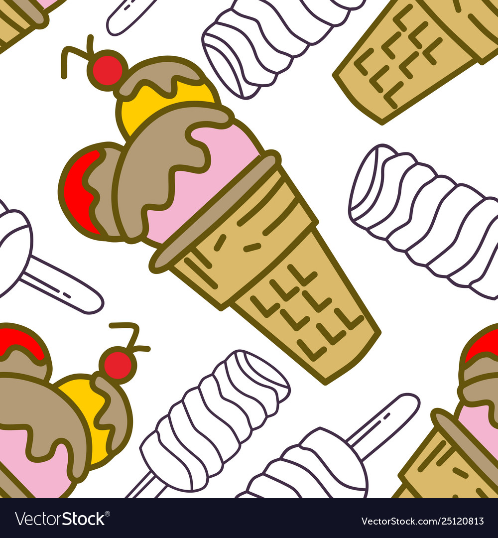 Ice cream pattern seamless template Royalty Free Vector