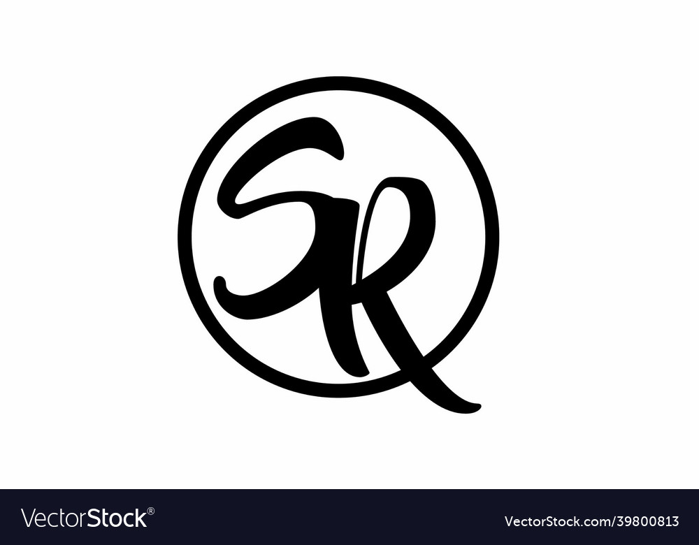 Initial letter sr in circle shape Royalty Free Vector Image