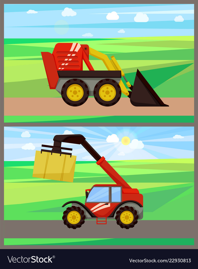 Loader and bale stacker baler Royalty Free Vector Image