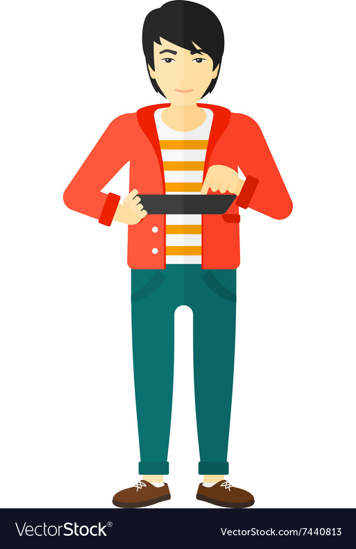 Man using tablet computer Royalty Free Vector Image