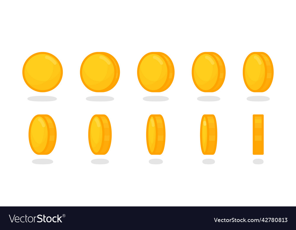 Score point coins facing different sides kawaii Vector Image