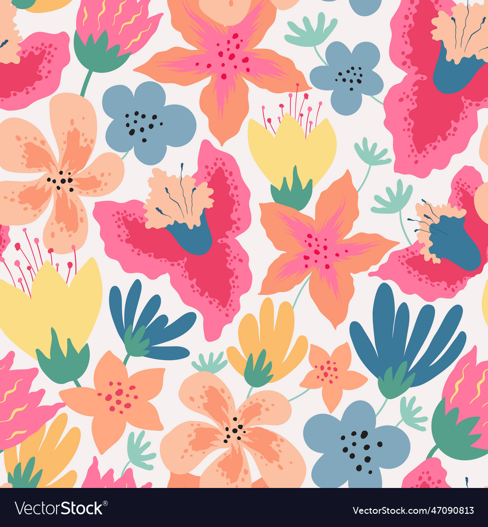 Seamless pattern with abstract flowers Royalty Free Vector
