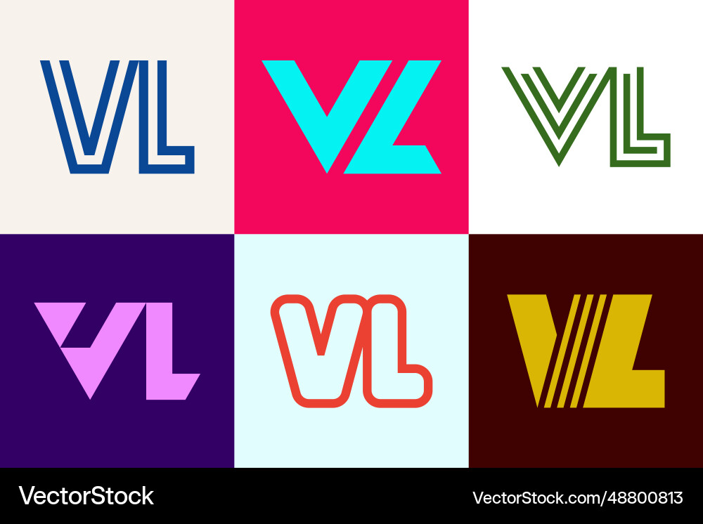 Set of letter vl logos Royalty Free Vector Image