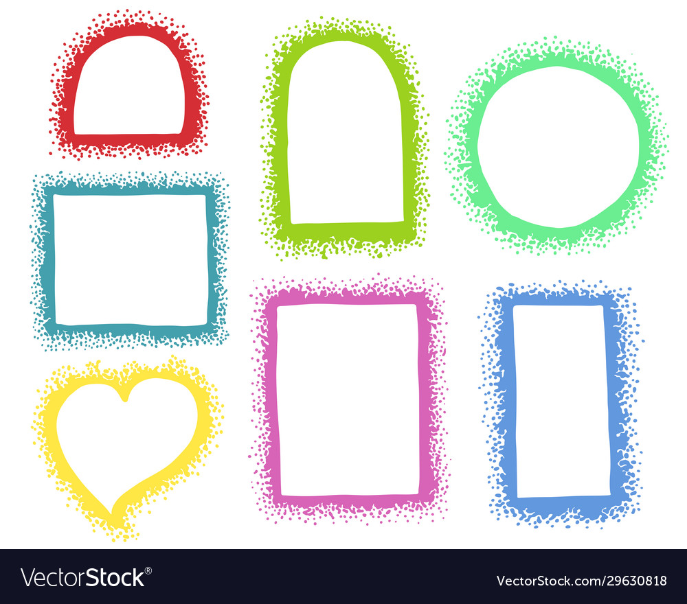A set hand-drawn different frames made dots Vector Image