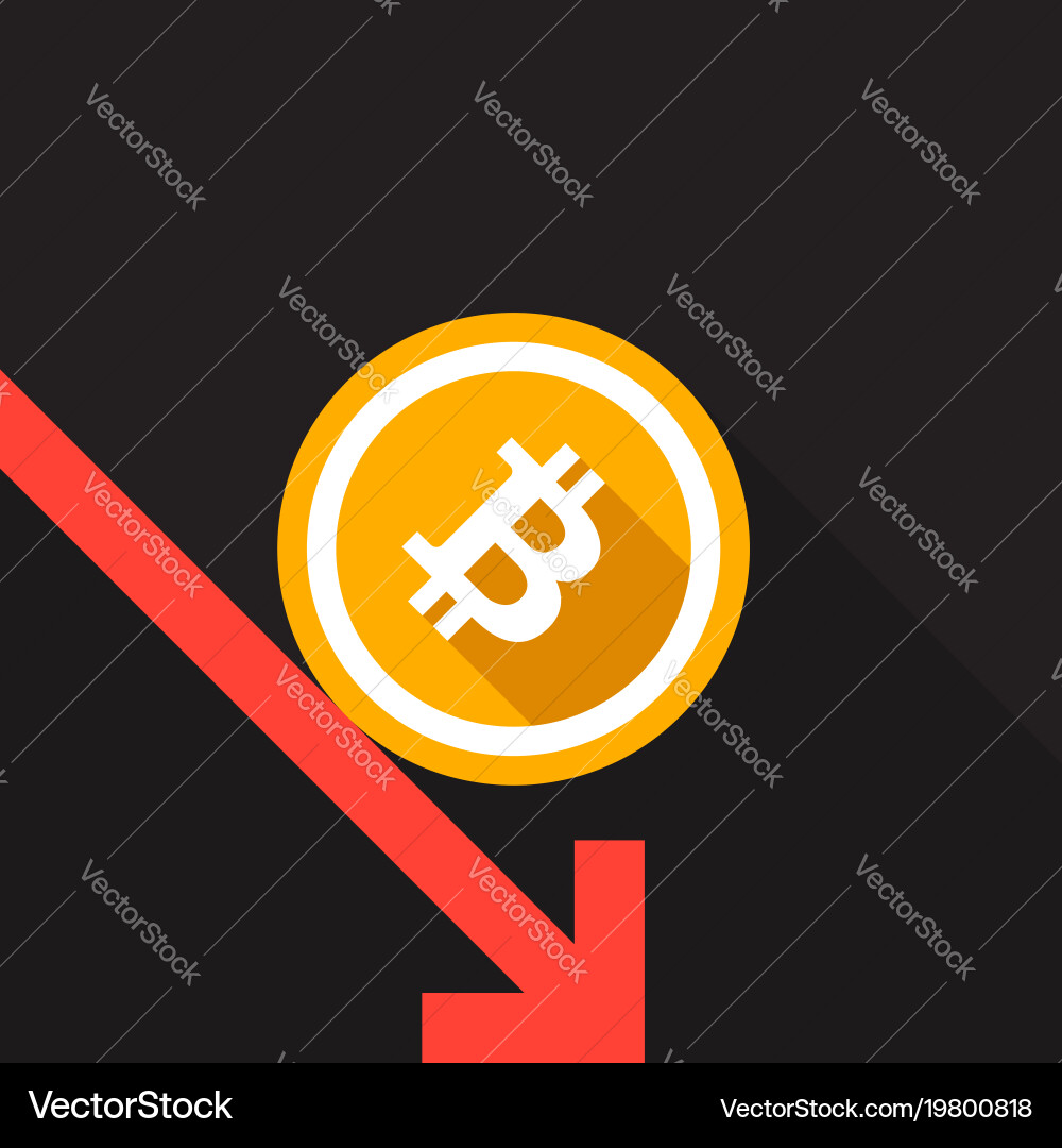 Bitcoin rate drop concept Royalty Free Vector Image