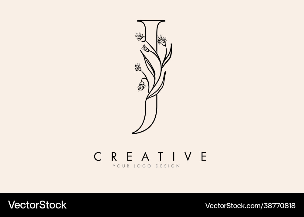 Black outline j letter logo design with Royalty Free Vector