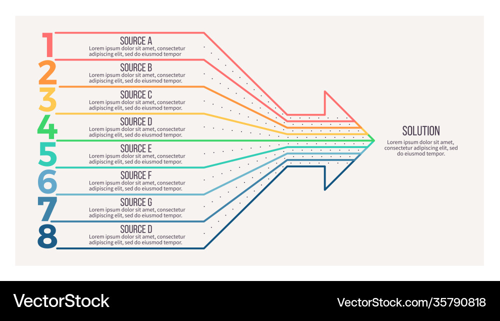Business infographic arrow chart with 8 number Vector Image