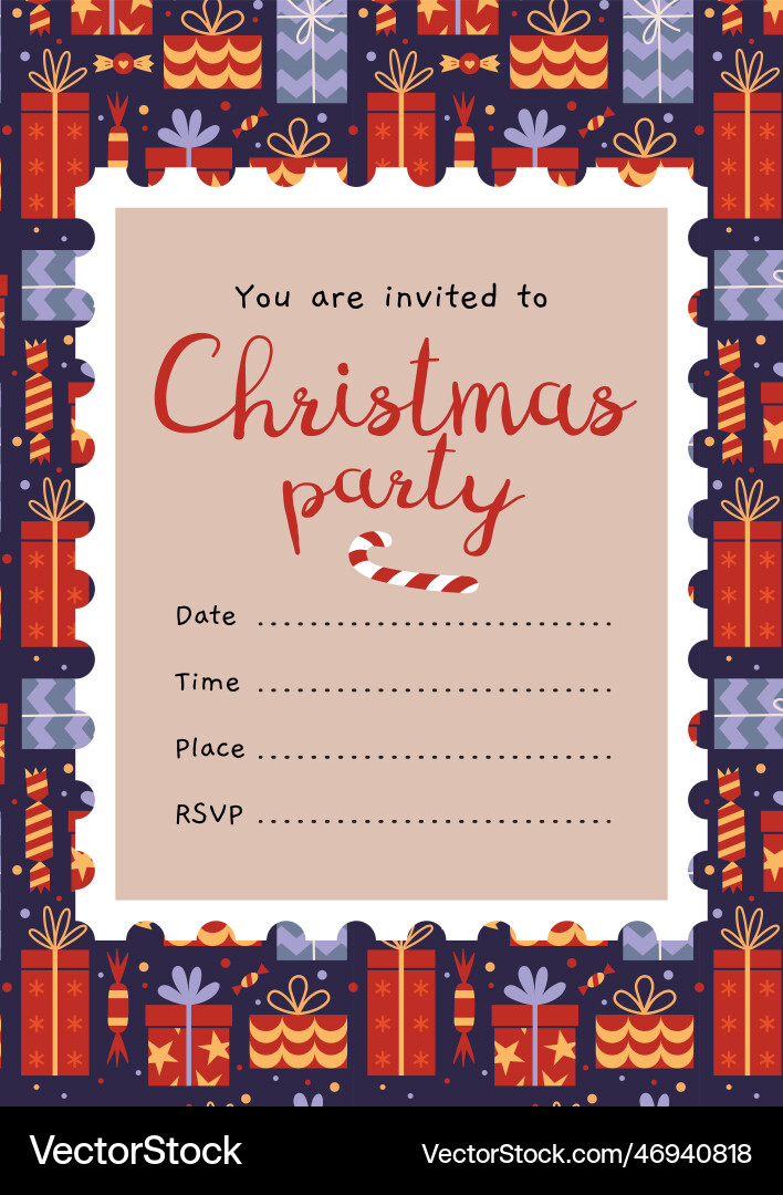 Christmas party invitation card template Vector Image