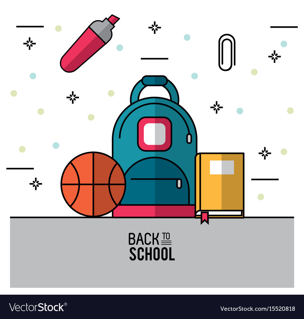 Color poster of back to school with backpack Vector Image