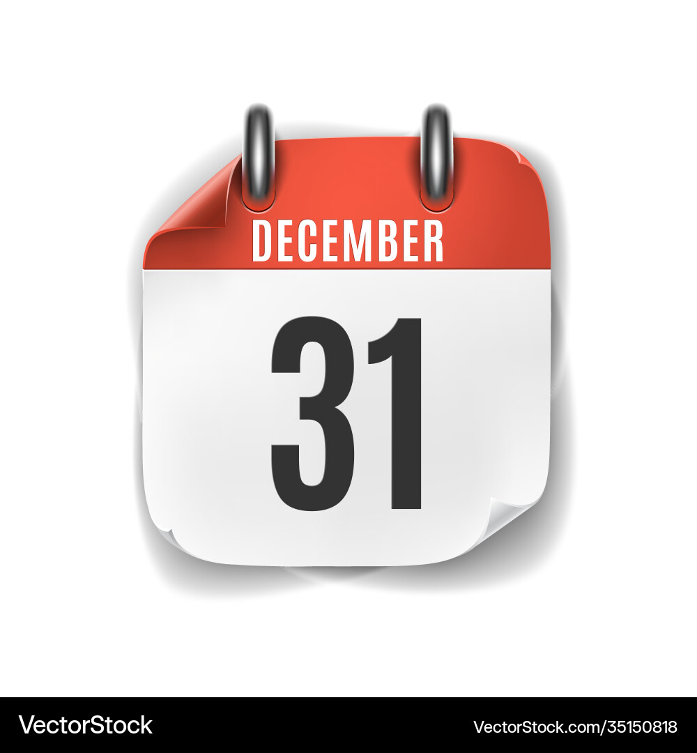 December 31 calendar icon isolated on white Vector Image